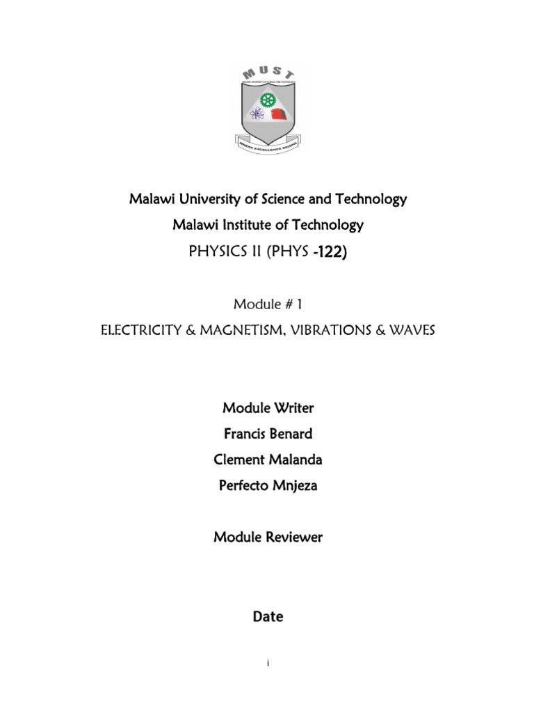 PHYS-122 Module (1)_094600 | PDF | Electrical Resistivity And Conductivity | Waves