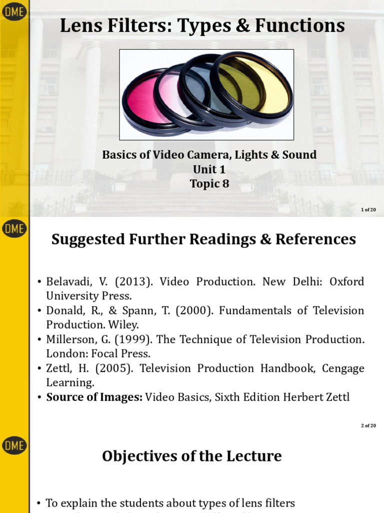 Lens Filters: Types & Functions: Basics of Video Camera, Lights & Sound ...