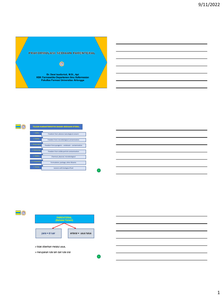 (TM 5) ppt Praformulasi Sediaan Parenteral_2022 | PDF
