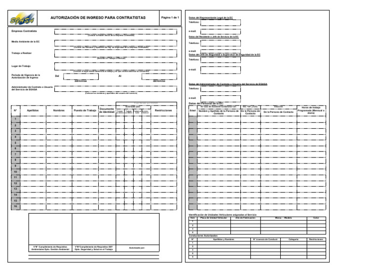 Autorización de Ingreso para Contratistas | PDF