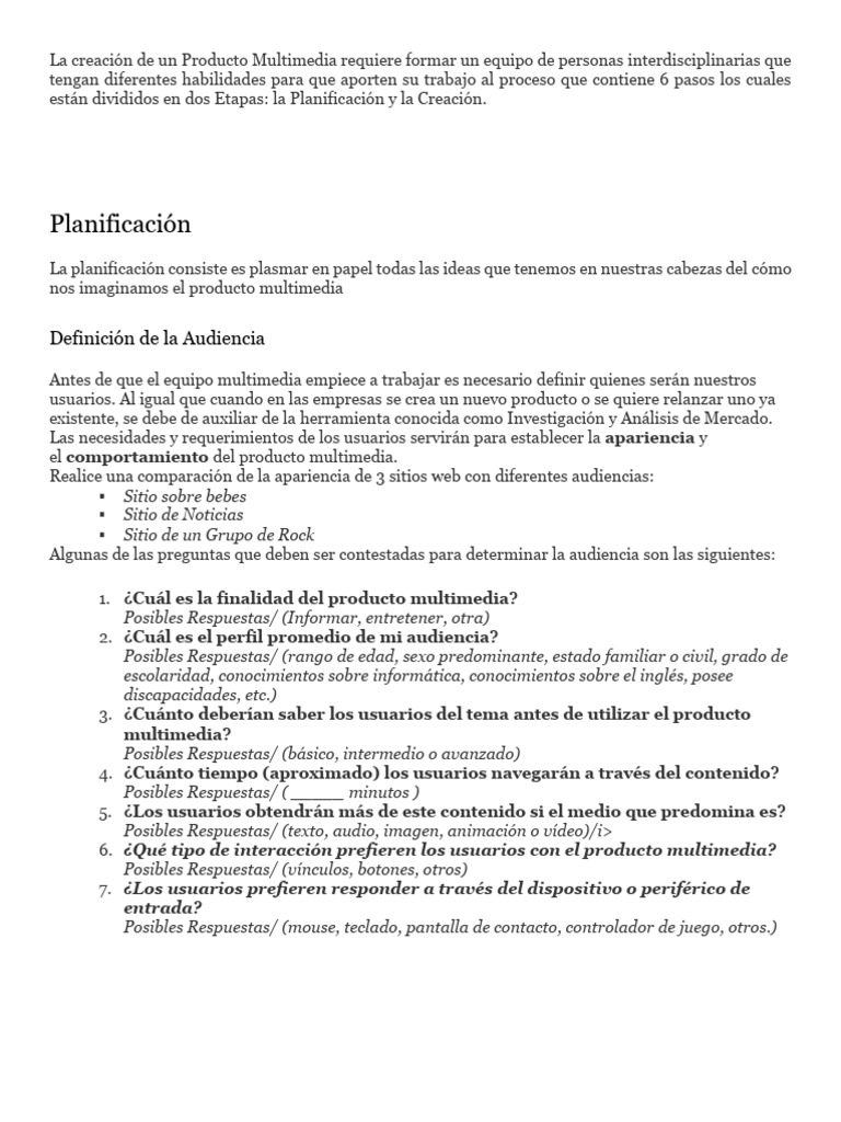 Pasos para La Creacion de Un Proyecto Multimedia | PDF | Multimedia | Color