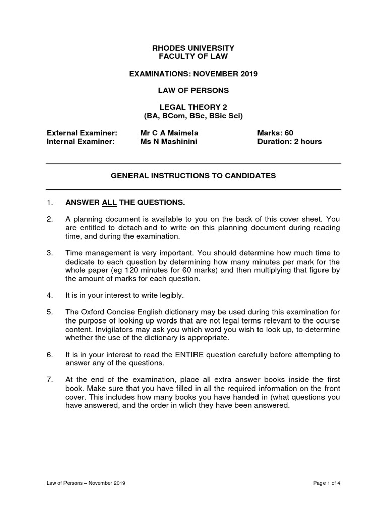 Law of Persons Exam - November 2019 | PDF | Insurance | Life Insurance