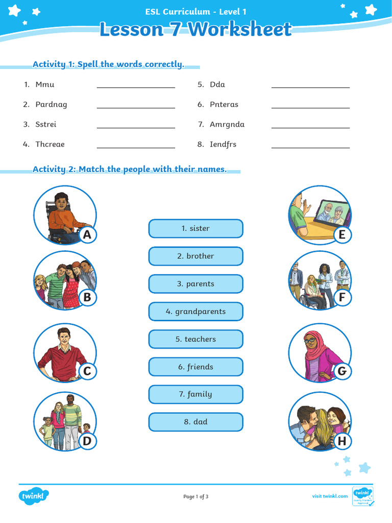 T e 1669721044 Esl Curriculum For Beginners Lesson 7 Worksheet - Ver ...