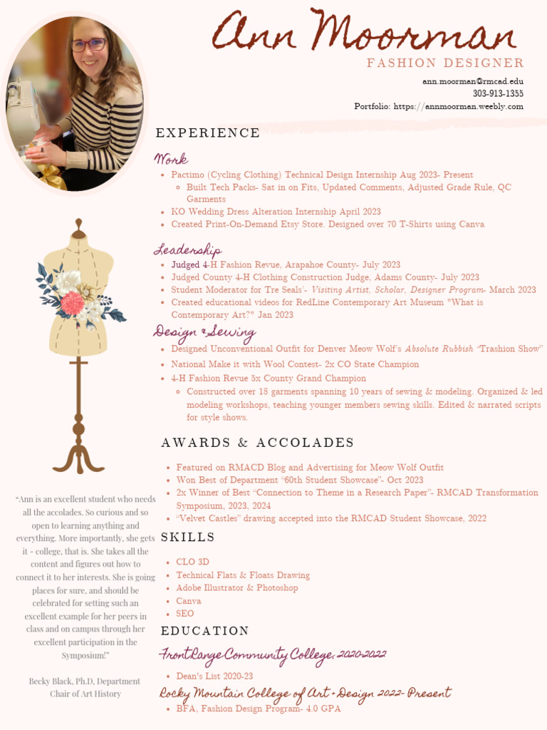 Ann Moormans Resume 2024 3 | PDF | Clothing | Fashion