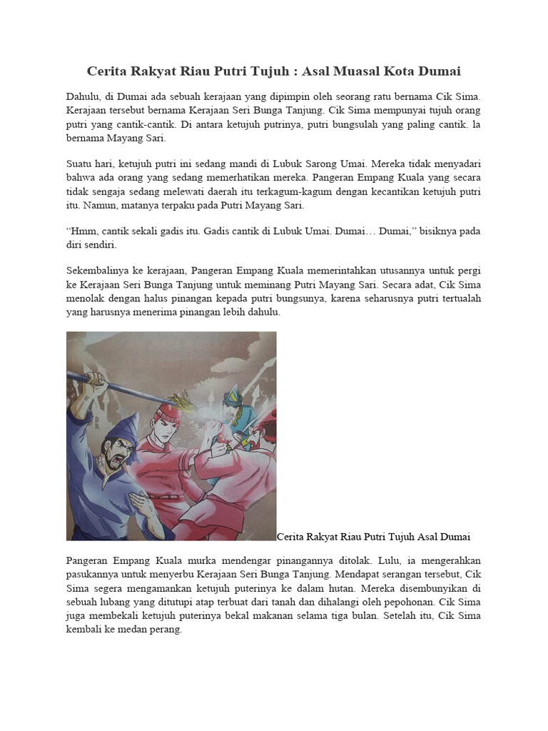 Cerita Rakyat Riau Putri Tujuh | PDF