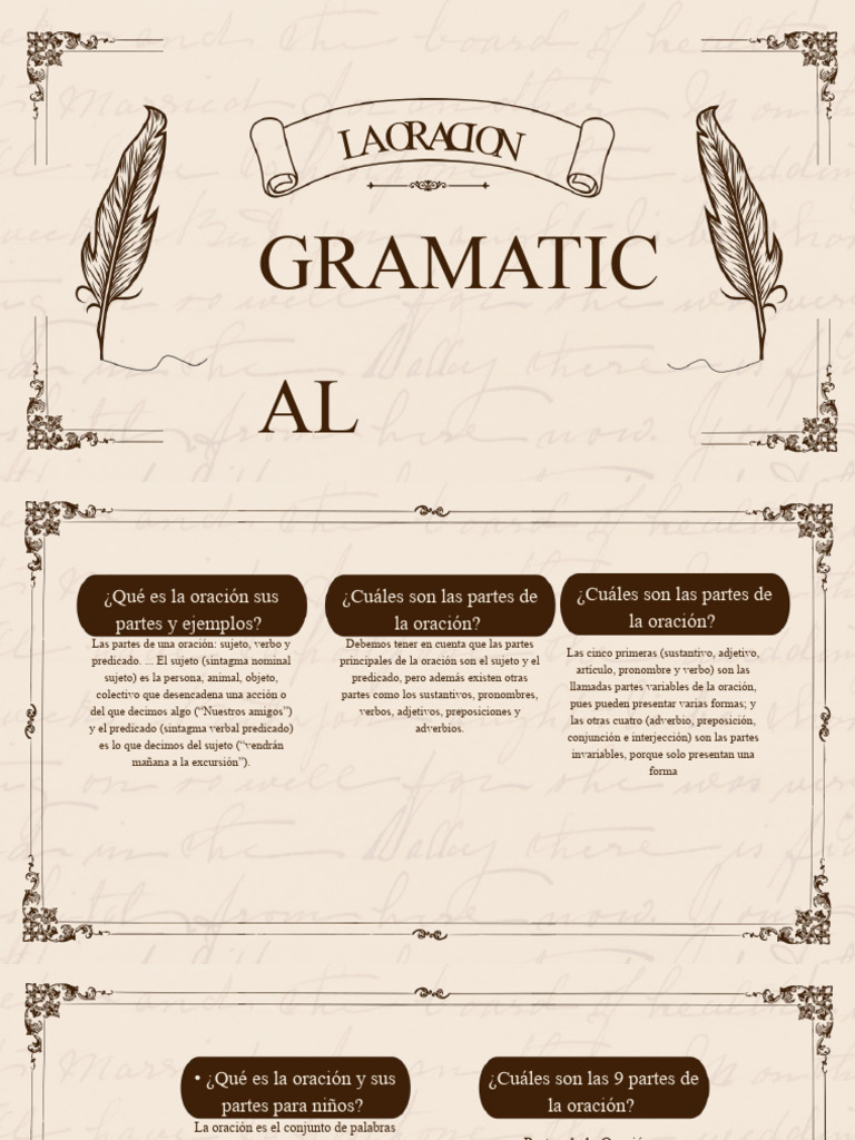 Partes de la Oración: Guía Completa | PDF | Asunto (gramática ...
