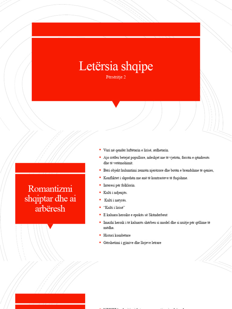 Leksioni 2. Letërsia Shqipe Veçoritë | PDF