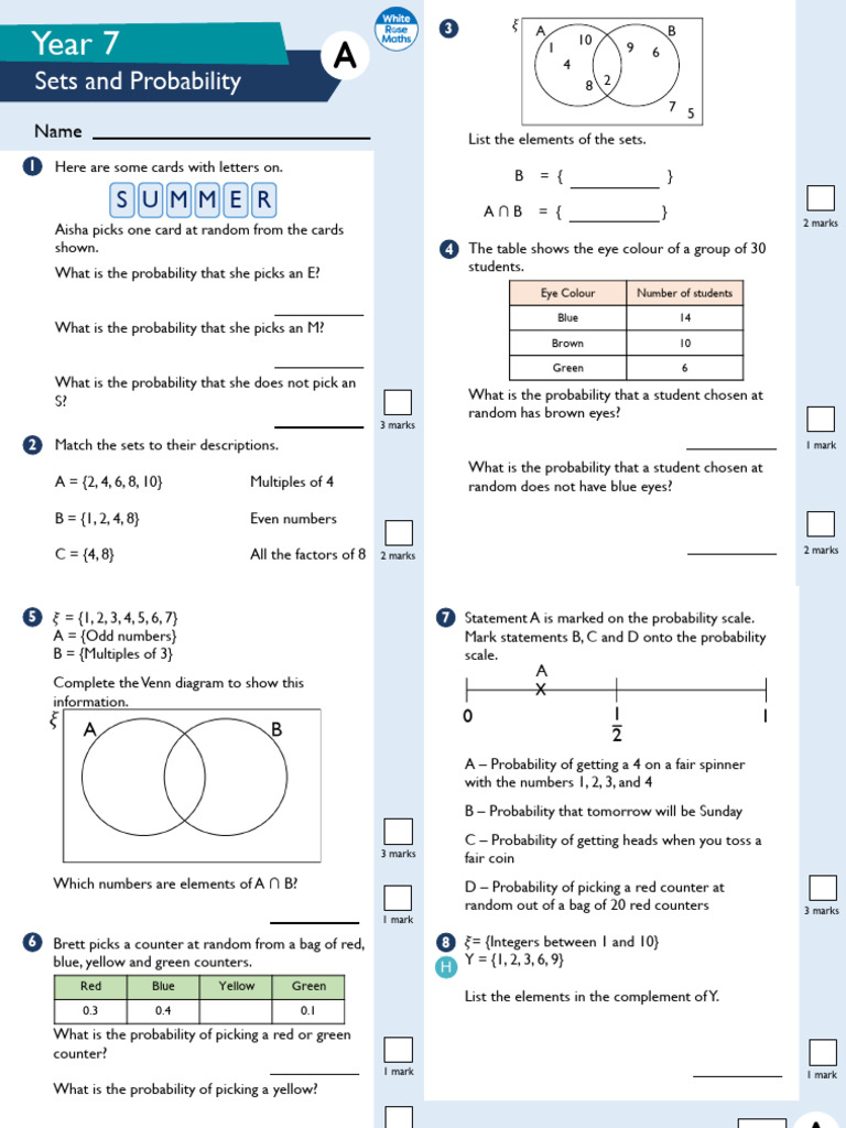 wrm-y7-summer-b4-sets-and-probability-mini-assessment-a | Download Free PDF | Probability ...