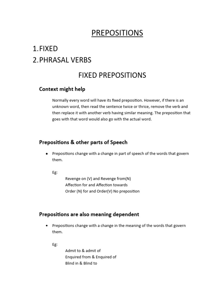 Preposition and Phrasal Verbs | PDF | Preposition And Postposition | Verb