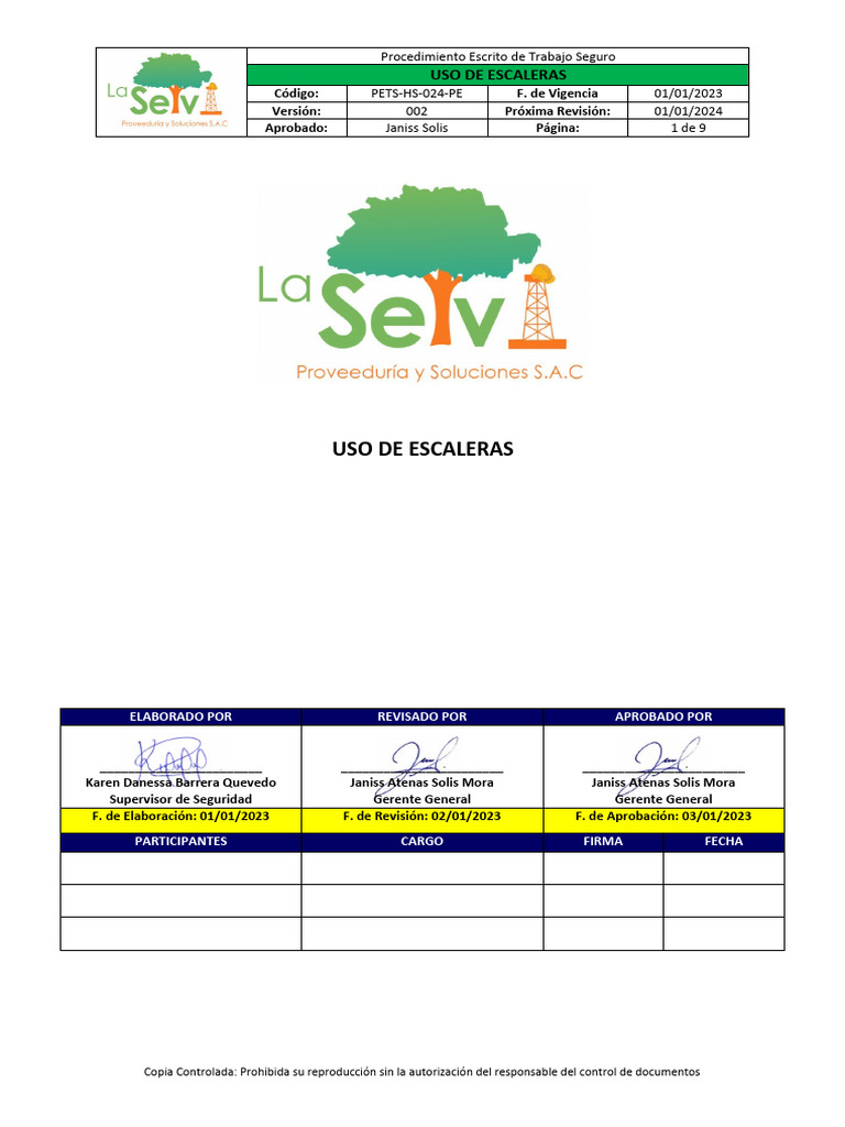 PETS-HS-024- PE-V002 - Uso de Escaleras | Descargar gratis PDF | Escalera