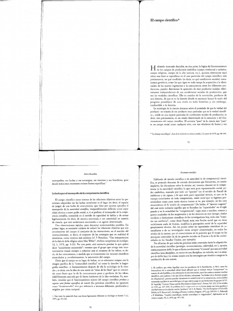 El Campo Cientifico - Bourdieu | PDF