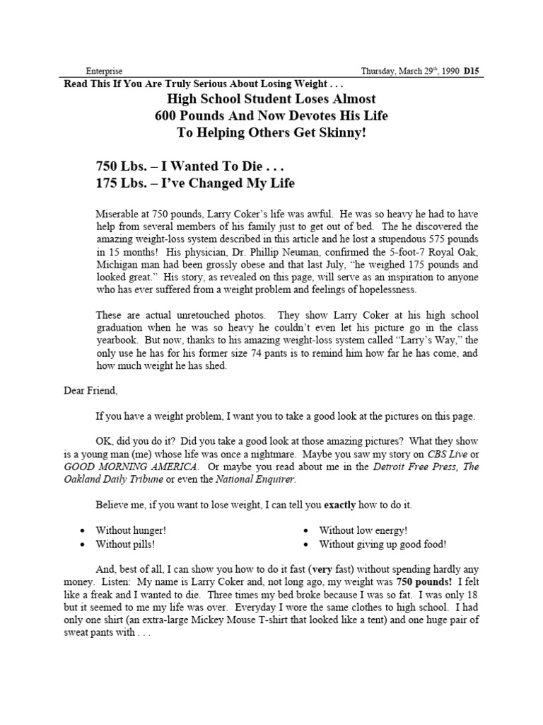 746 - Larry Coker | PDF | Weight Loss