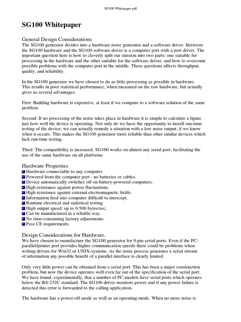 SG100 Whitepaper | PDF | Device Driver | Computer Hardware