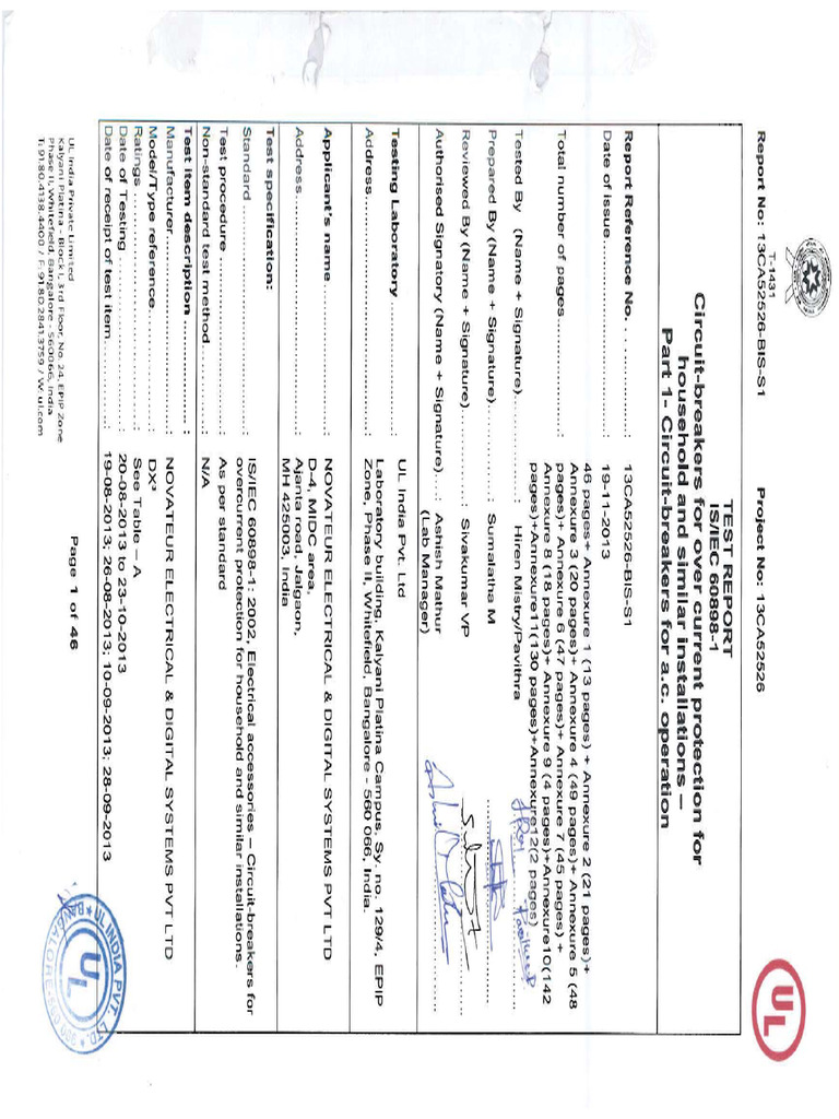 DX3 MCB Test Reports | PDF