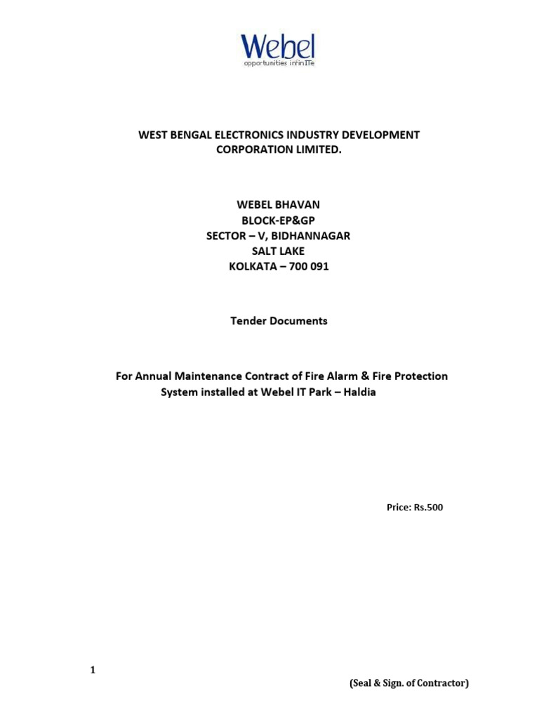 EC - 07 - Webel - IT Park - Haldia - AMC - Fire - 2020-21 - 026 | PDF ...