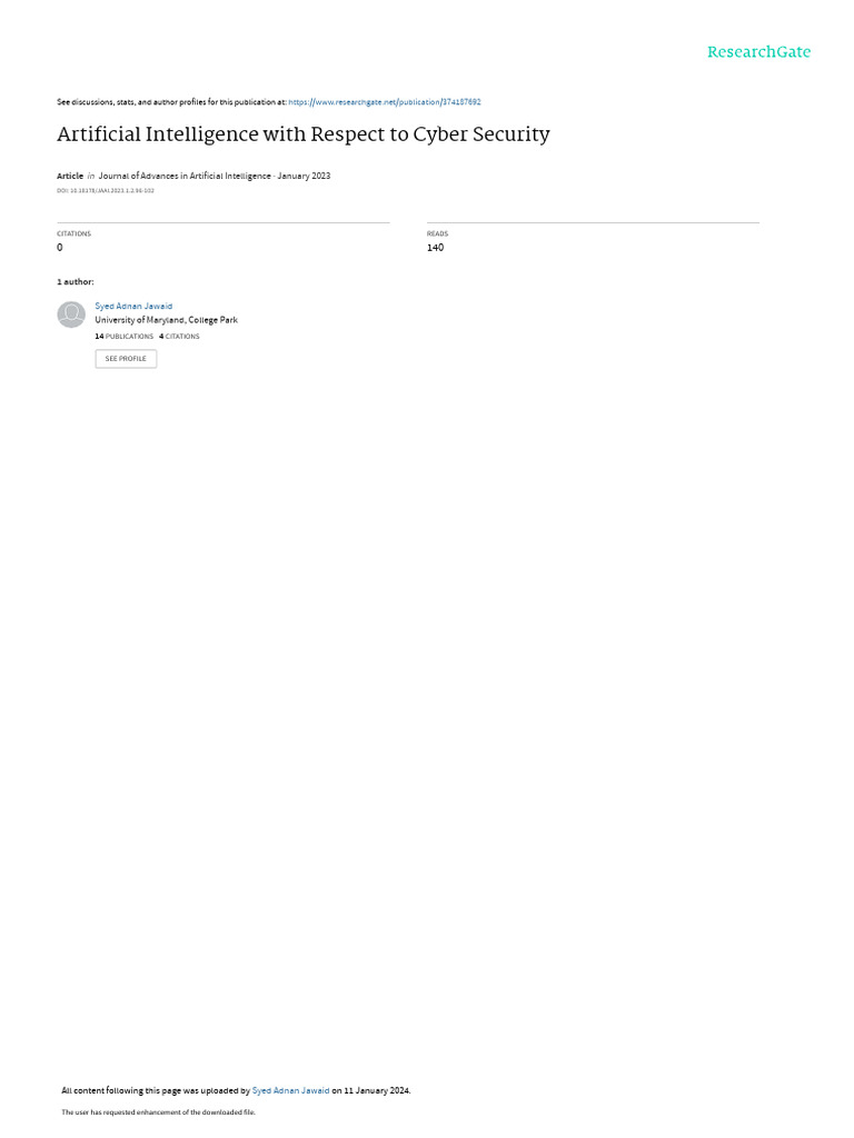 Jawaid - Artificial - Intelligence - With - Respect - To - Cyber - Secu | PDF | Security ...