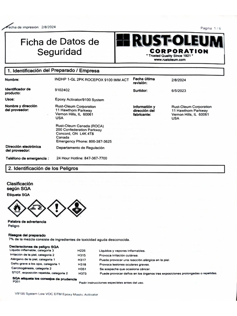 MSDS Rust-Oleum 08-02-2024 | PDF