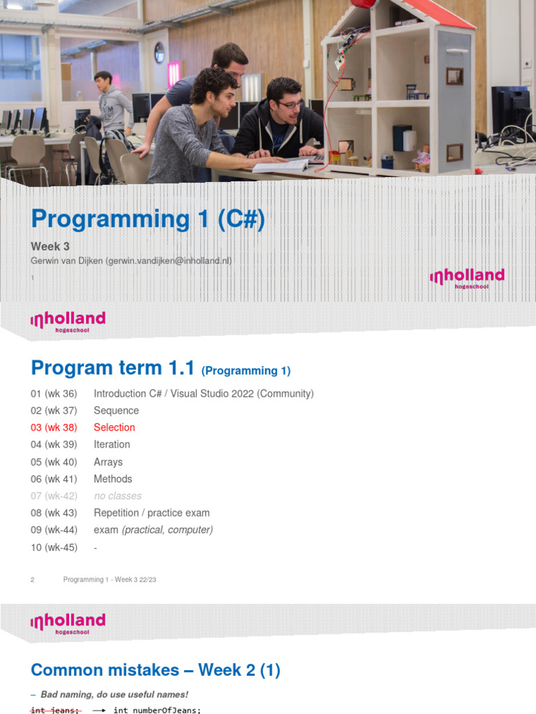 Programming 1 Week 3 Pdf C Sharp Programming Language Command