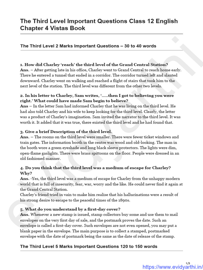 Class 12 Chapter 1 English Vistas Important Questions | PDF | Social ...