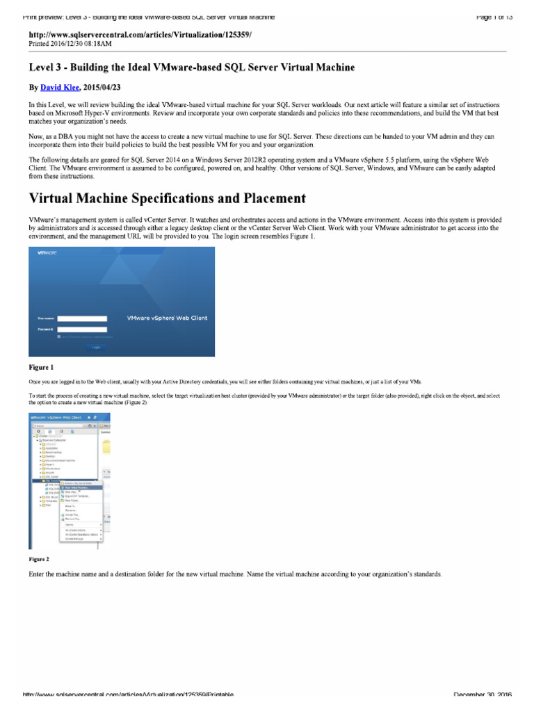 Level 3 - Building The Ideal VMware-based SQL Server Virtual Machine | PDF