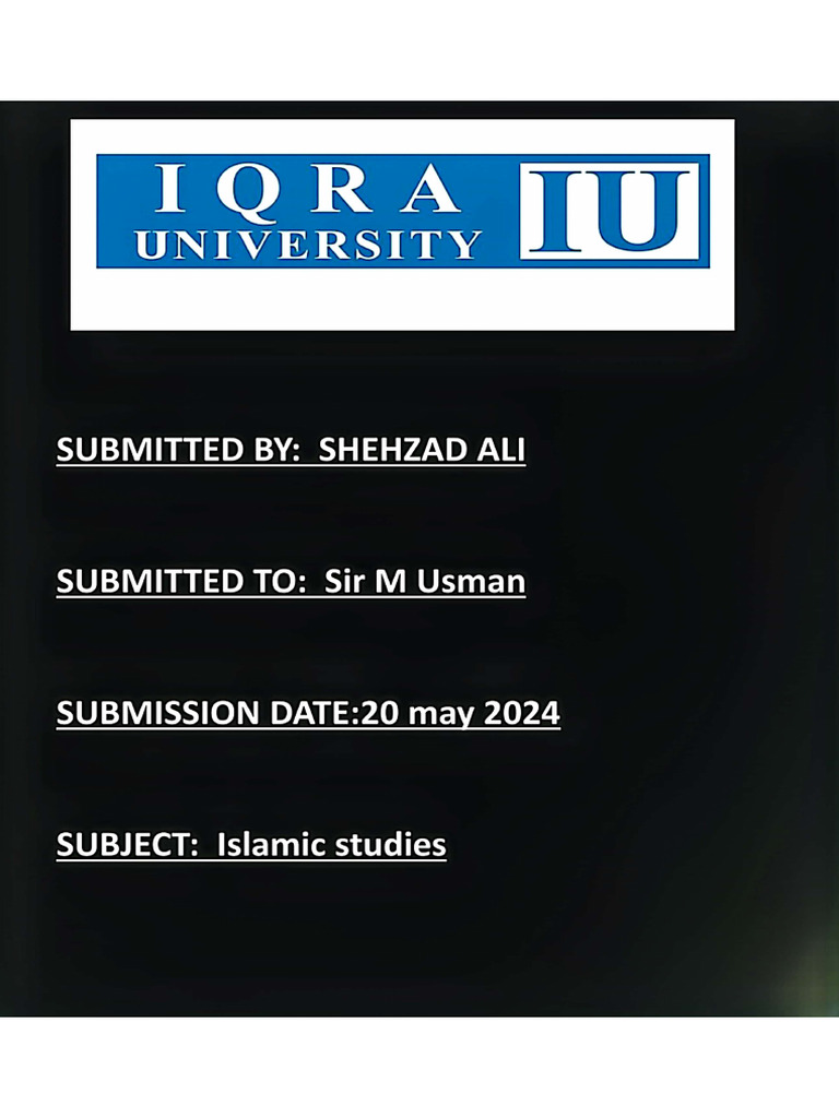 Islamic Studies Assignment 3 | PDF