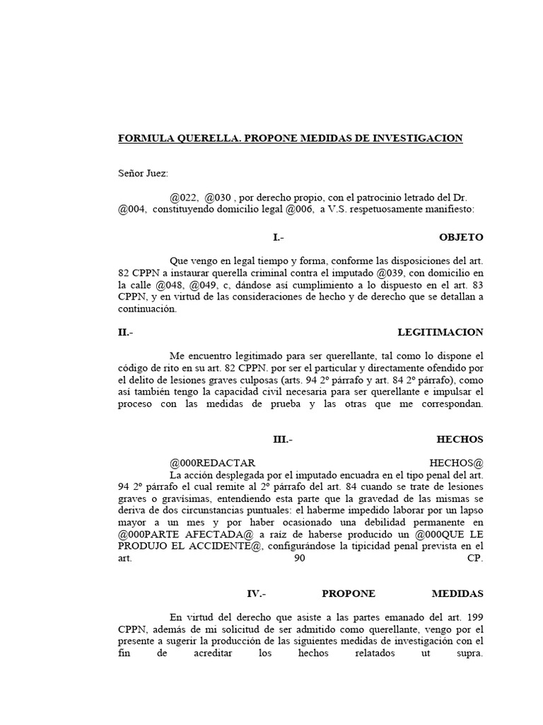 Querella Por Lesiones | PDF | Queja | Justicia