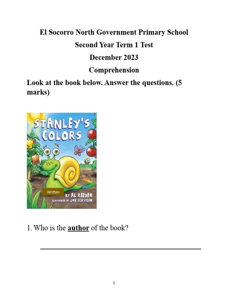 Primary School Comprehension Test | PDF | Language Arts & Discipline ...