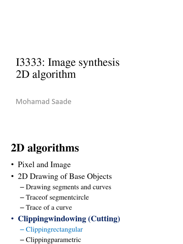 Chapitre 03 - Algo 2D Partie 4.fr - en | PDF | 2 D Computer Graphics | Graphics