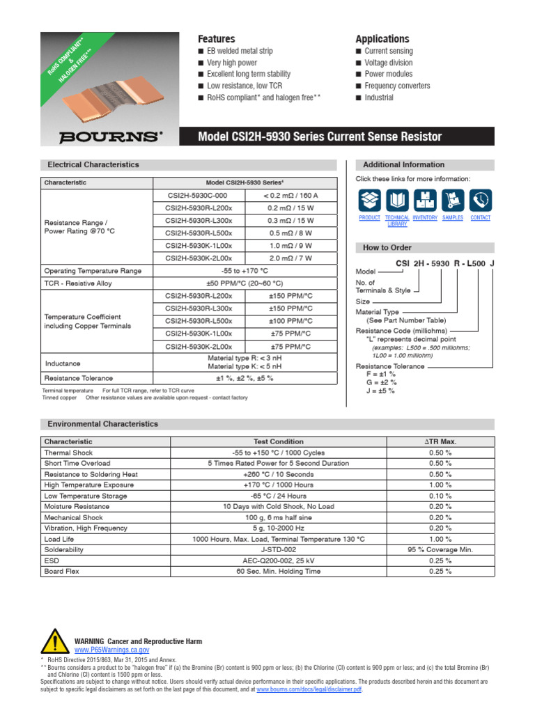 Bourns 11152023 CSI2H 5930 Datasheet-3368527 | PDF | Electronics ...
