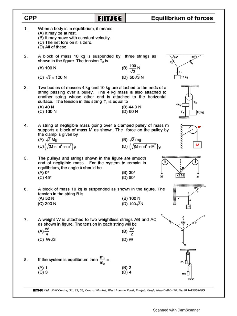 Equilibrium of Force CPP | PDF