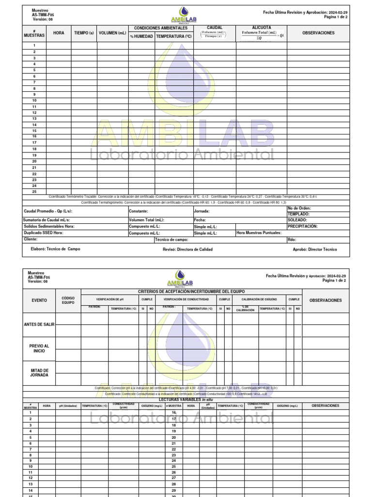 AS-TMM-F05 Captura de Datos - Aforo Volumetrico | PDF