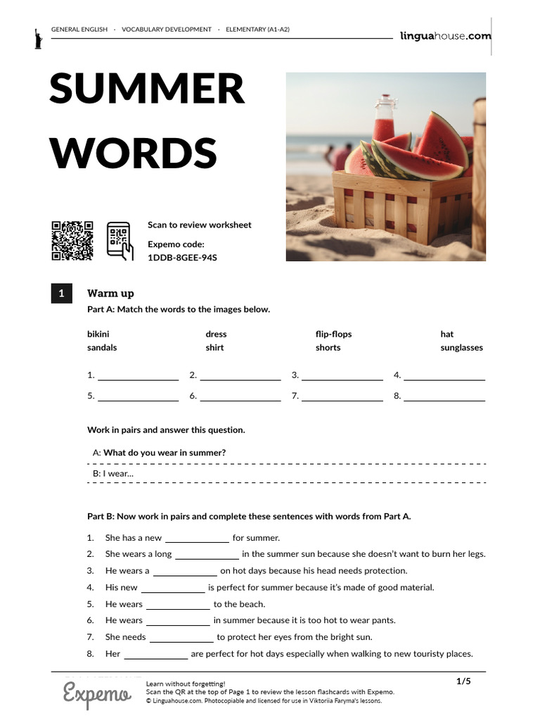 summer-words-american-english-teacher | PDF