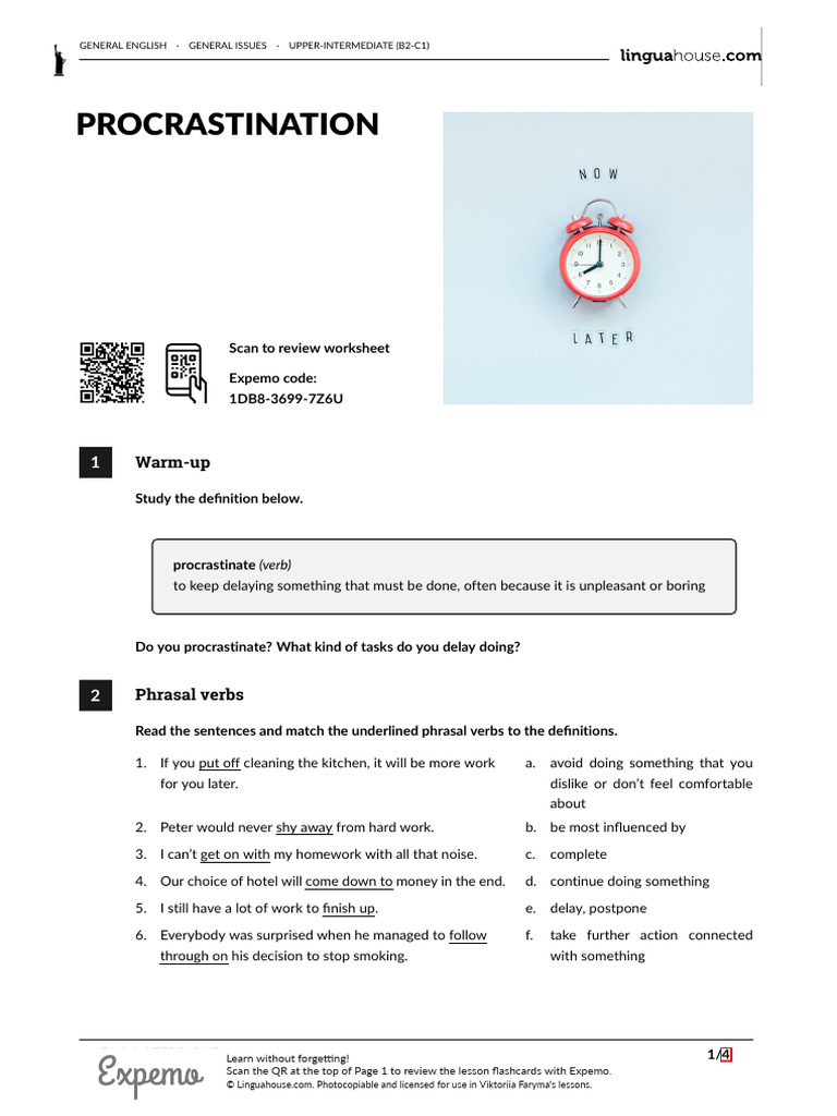 Procrastination American English Teacher | PDF | Procrastination ...