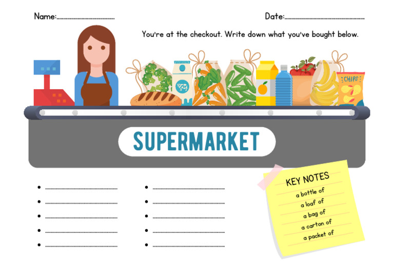 Food Partitives - Supermarket Worksheet | PDF