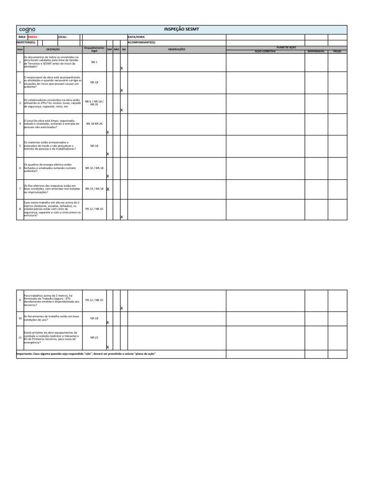 Anexo Ix - Check List Canteiros e Obras Em Geral | PDF