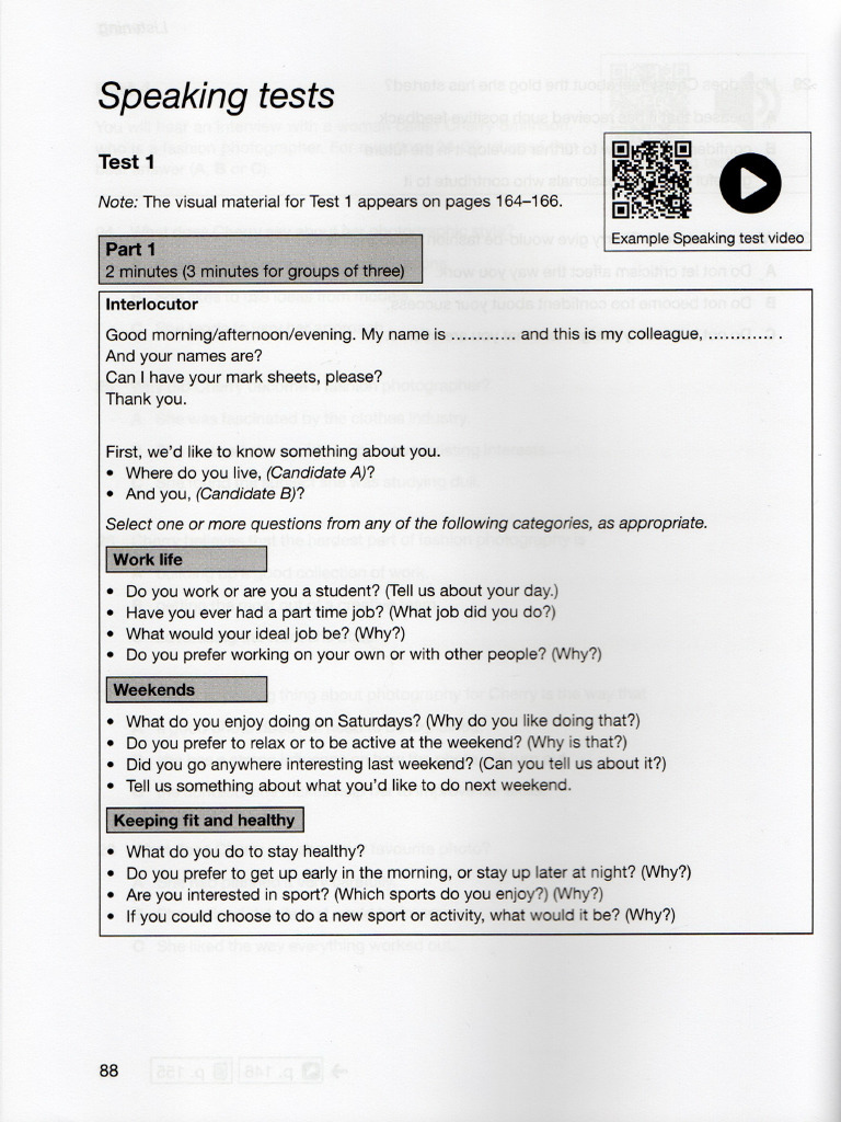 B2 FIRST 5, Test 1, Speaking | PDF