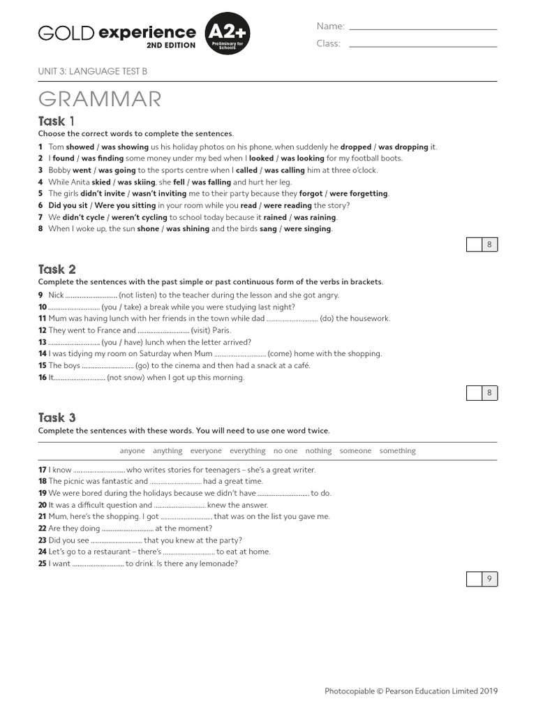 Gold Exp A2P U3 Lang Test B | PDF