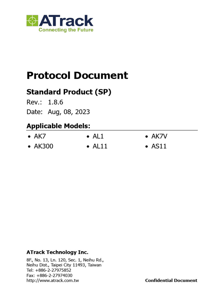 ATrack SP Protocol Document 1.8.6 | PDF | Byte | General Packet Radio ...