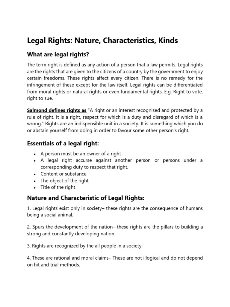 Legal Rights. | PDF | Legal Remedy | Rights