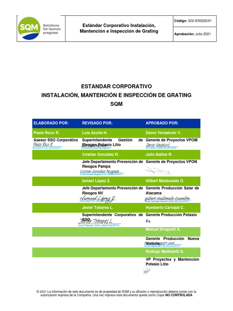 SGI-E00025 Estándar Inst., Mant y Retiro de Grating V2 | PDF | Diseño ...
