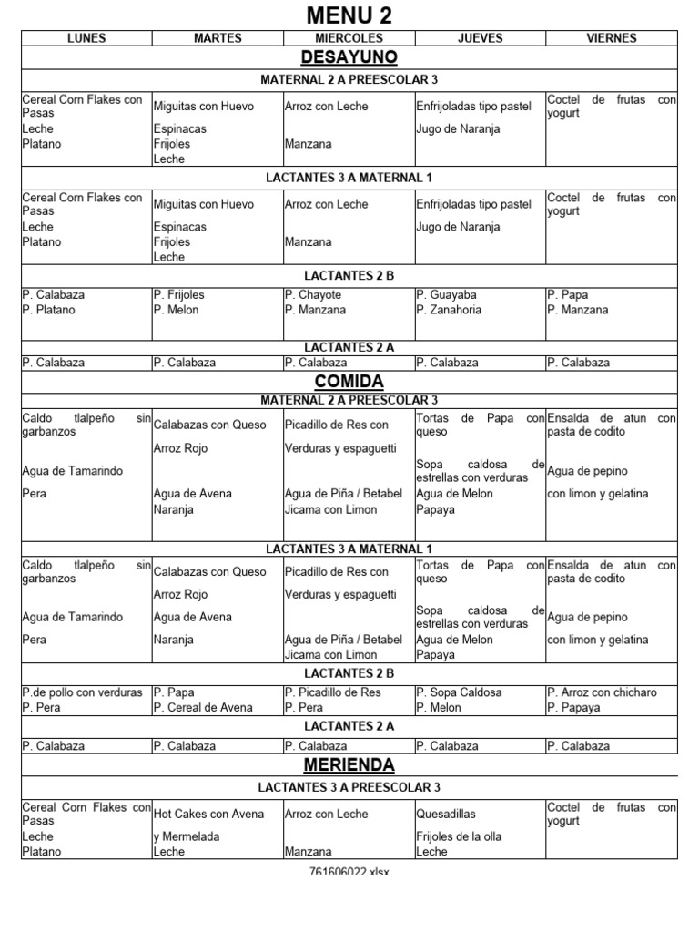 Minuta 2 | PDF | Sopa | Ingredientes de comida