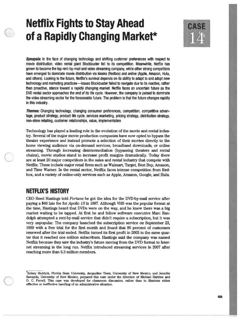 Netflix's Strategy in a Changing Market | PDF | Netflix | Video On Demand