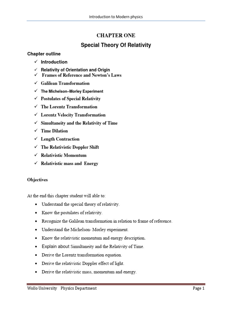 MP 1 | PDF | Special Relativity | Classical Mechanics