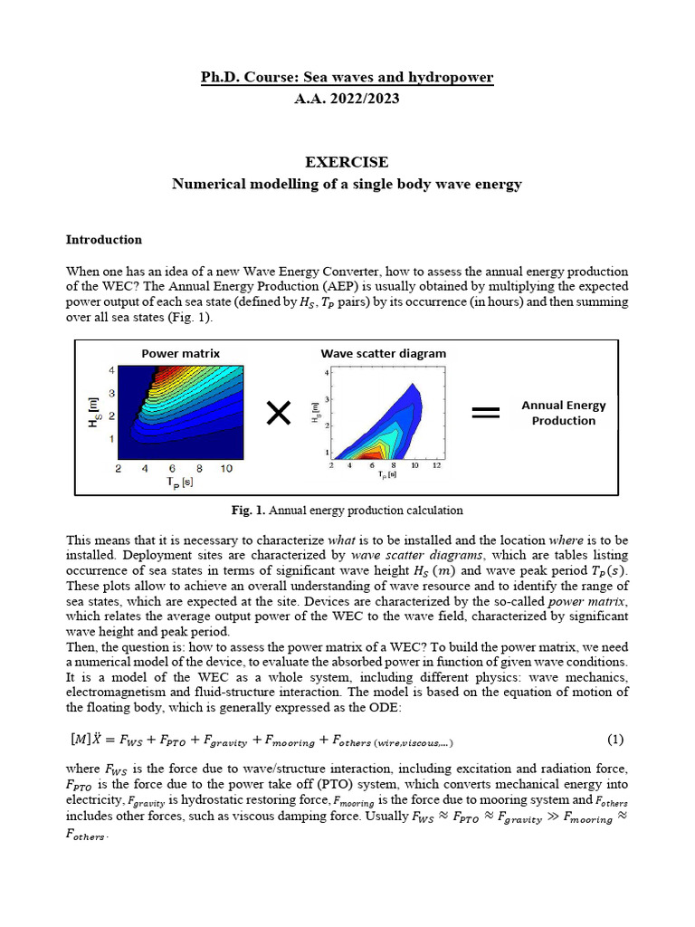 Final Report Davide Troiani Sea Waves and Hydropower | PDF | Ordinary Differential Equation | Force