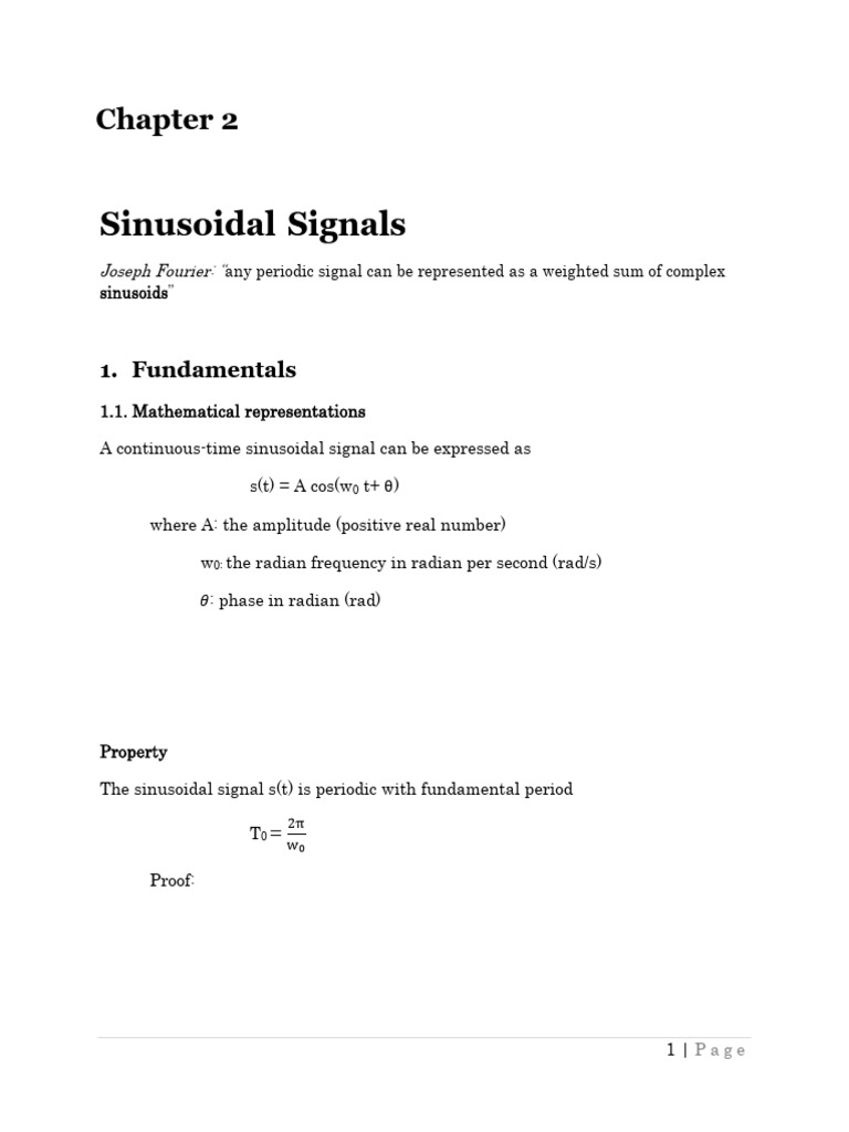 Chapter 2 Sinusoidal Signals | PDF | Phase (Waves) | Complex Number