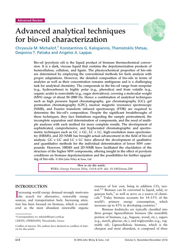 WIREs Energy Environment - 2016 - Michailof - Advanced Analytical ...