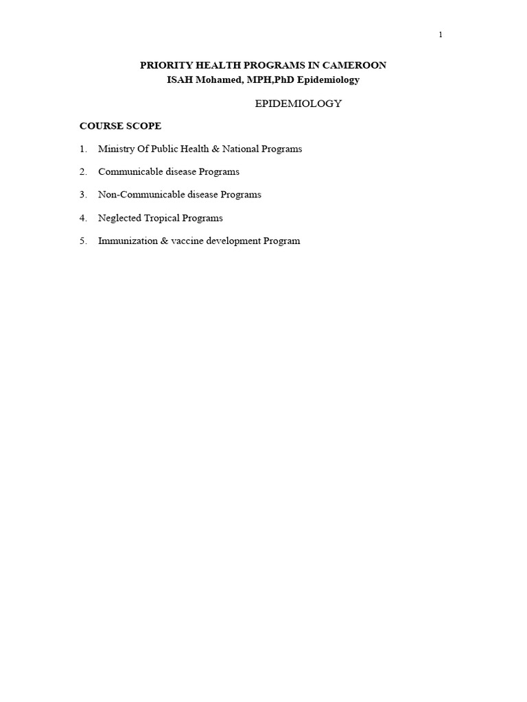 Cameroon Health Programs Overview | PDF | Vaccines | Tuberculosis