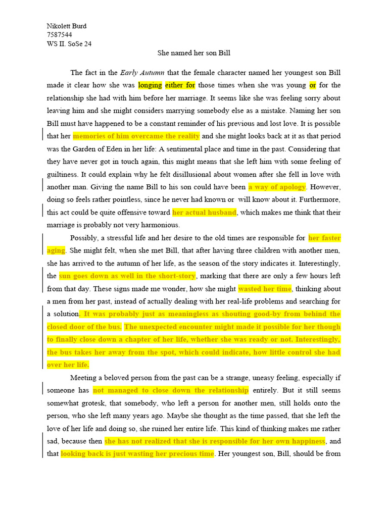 Burd Early Autumn WSII SoSe24 | PDF