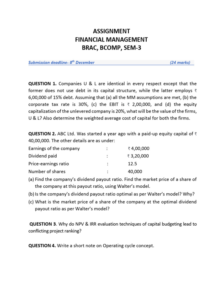 Assignment Brac, Bcomp, FM | PDF