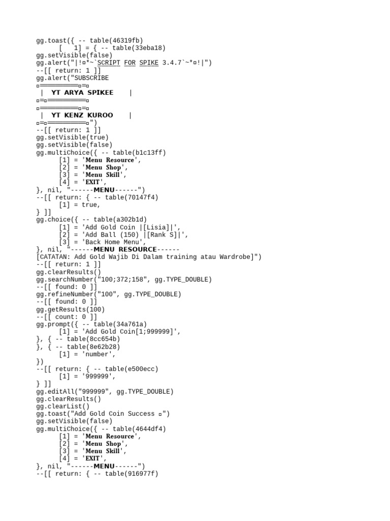 Script The Spike (v3.4.7) by Arya Spikee - Enc.lua - 2okx4lm - NRLHF - Log | PDF